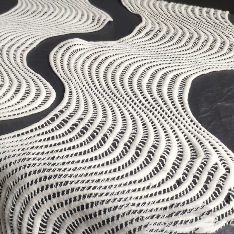Creative Curved Openwork Lace Fabric, Lace Wave Soft Fabric, Space ...