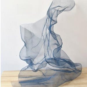 Blue Wire Mesh Fabric, Cloud and Smoke Into Rain Decor Fabric, Steel ...