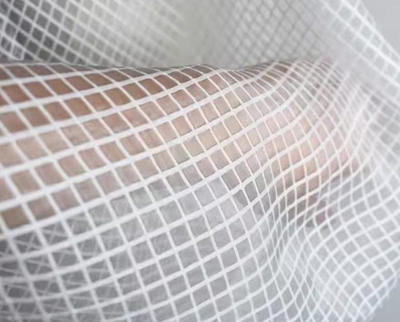 White Stiff Organza Fabric, 3D Texture Modelling Fabric, Small Square ...
