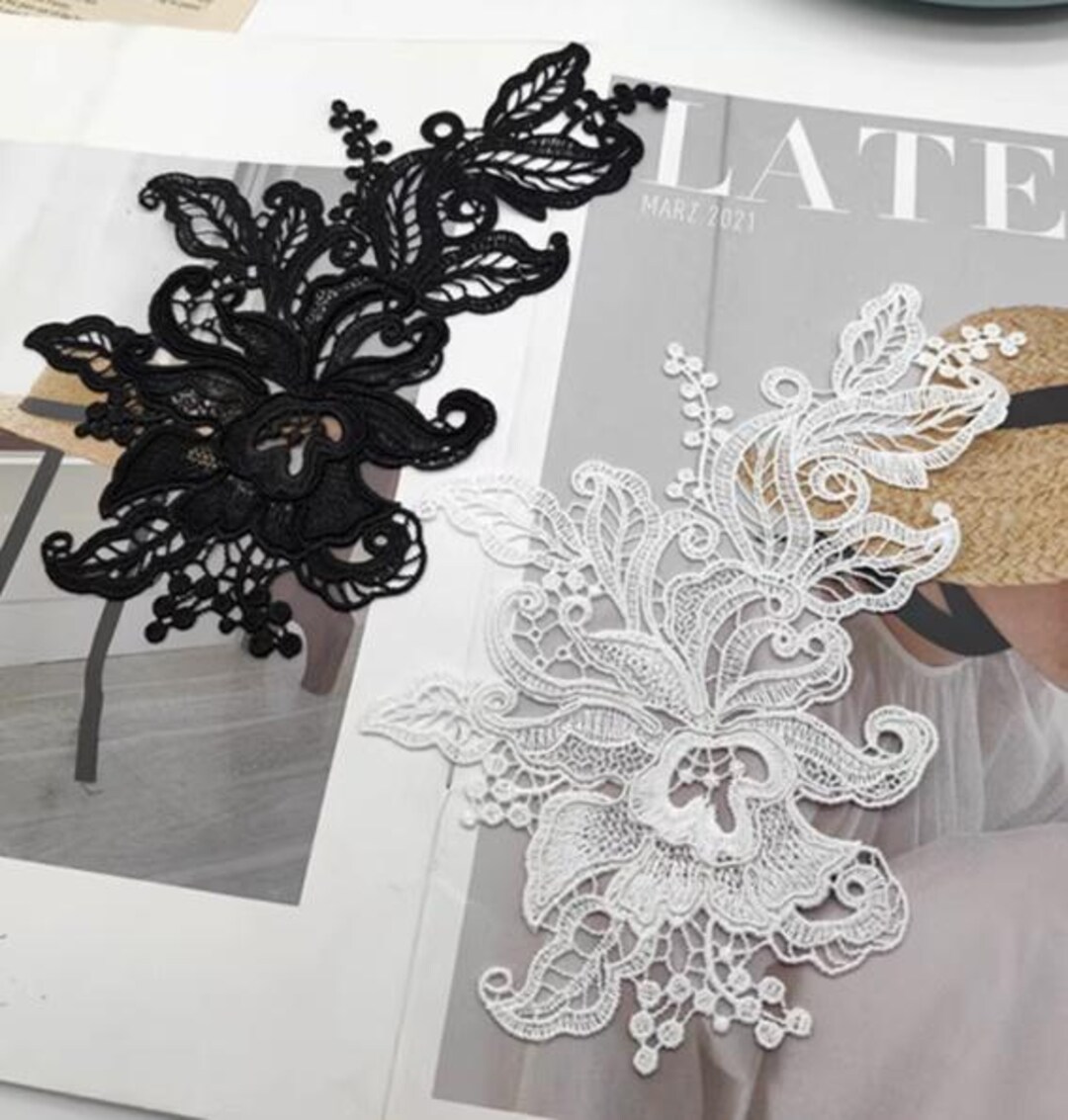 Embroidered Appliques, White Lace Applique Patch, Exquisite Flower DIY ...
