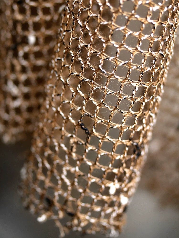 Aged Fishing Net Openwork Linear Jacquard Fabric, 59'' Wide Polyester ...