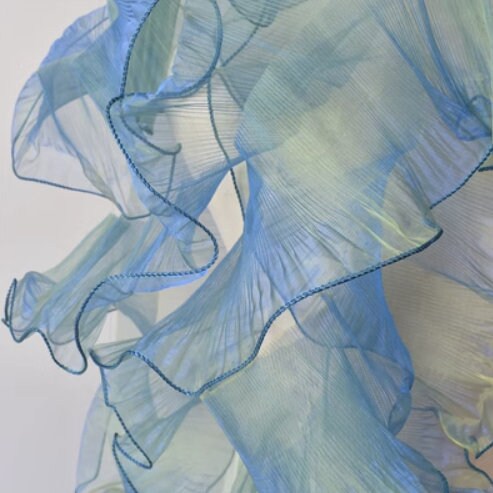 Pleated Sheer Organza Fabric, Wave Lace Ruffle Pleat Fabric, Mesh ...