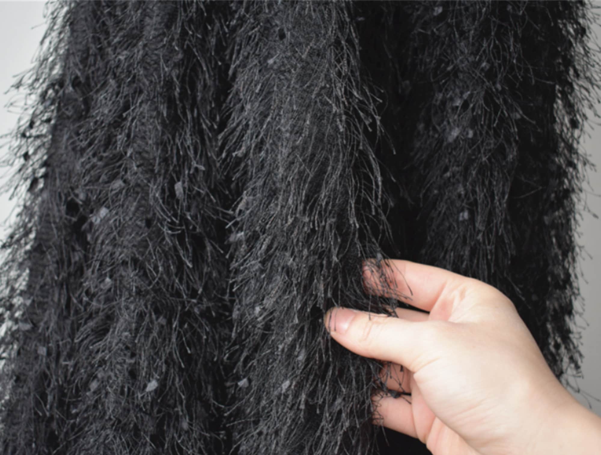 Black Fringed Design Fabric, Tassel Creative Lace Fabric, 3d Feather ...