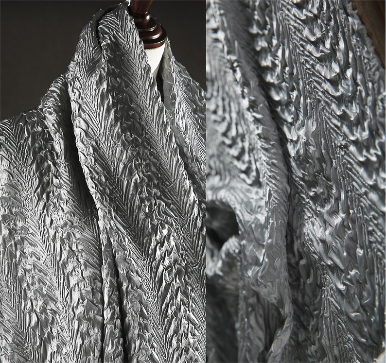 Silver Dragon Scale Textured Pleated Fabrics, Embossed 3D Fish Scale ...