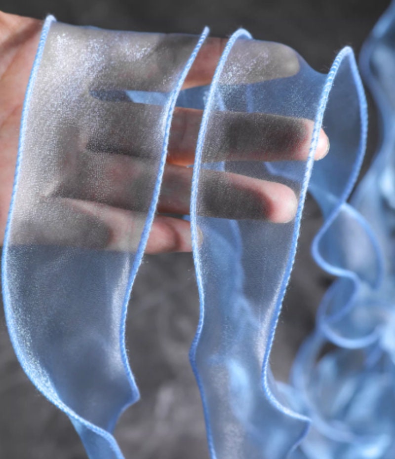 Light Blue Transparent Organza Fabric Water Wave Pleat - Etsy