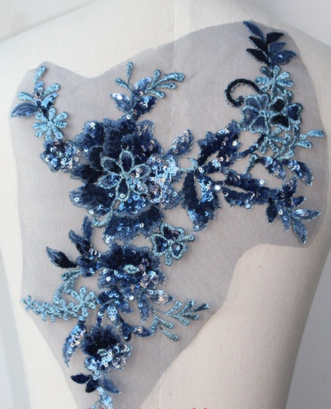 Blue Applique, Beaded With Sequins for Lyrical Dance, Blue Beaded ...