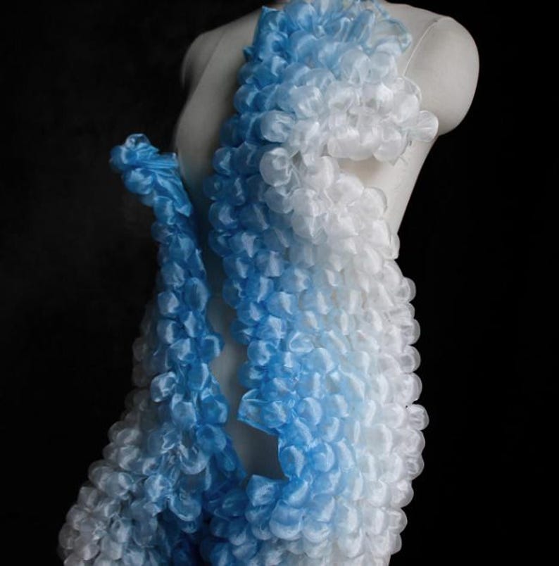 Gradient Blue Bubble Yarn Fabrics, Gloss Bubble Chiffon Fabrics ...