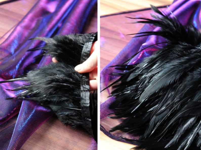 Black Feather Creative Fabric, Designed Chicken Feathers Fabrics, Soft ...