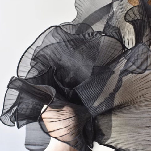 Pleated Sheer Organza Fabric, Wave Lace Ruffle Pleat Fabric, Mesh ...