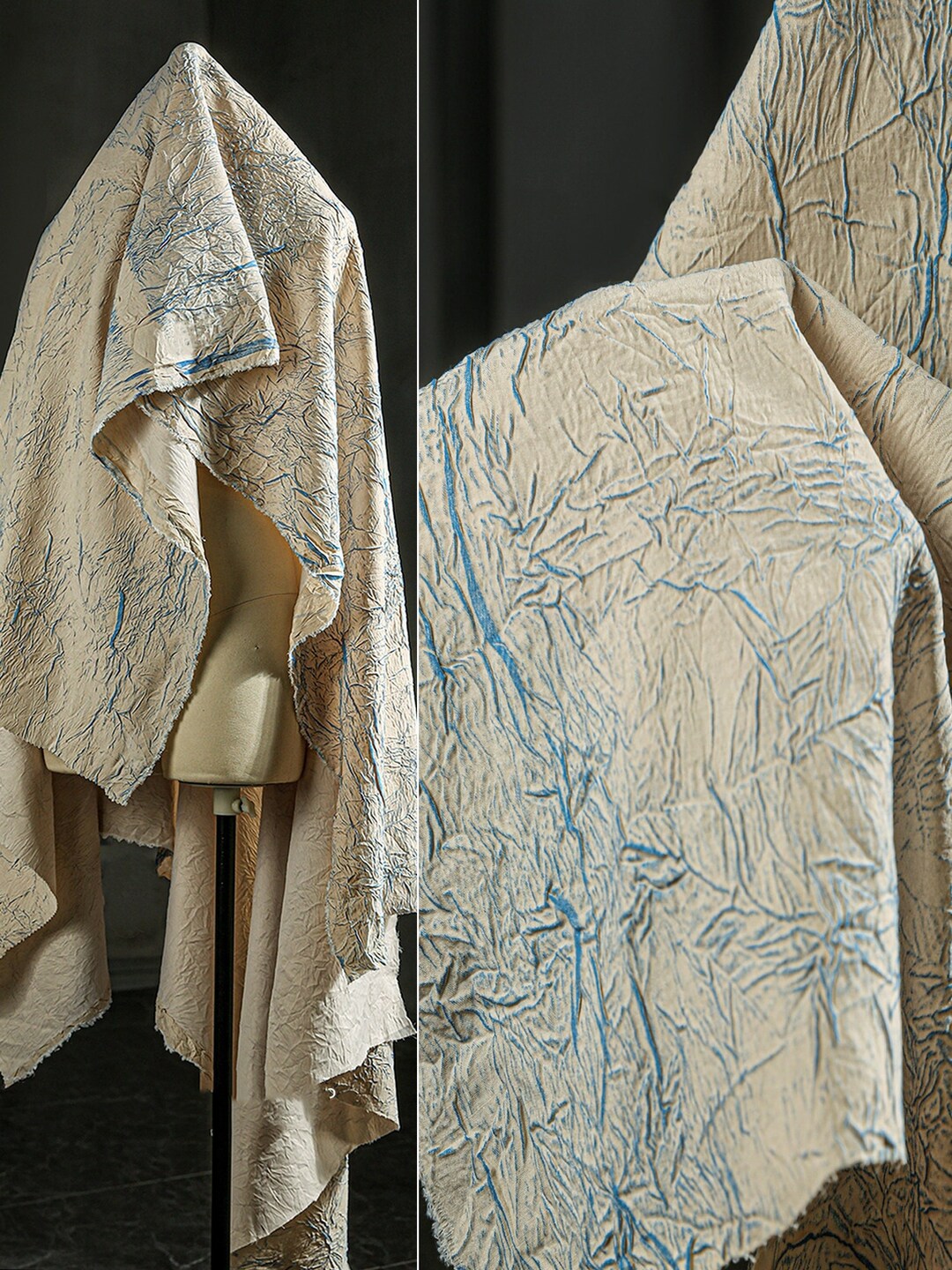 Glacier Crackle Pleated Fabrics, Creative Textured Fabrics, Hand ...