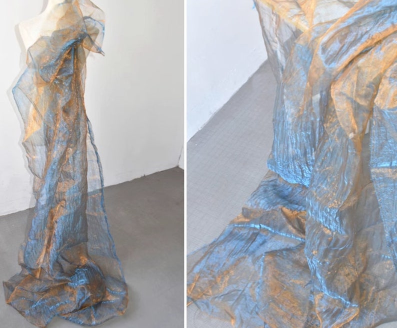 Illusion Gradient Organza Fabric, Metallic Luster Pleat Fabric ...