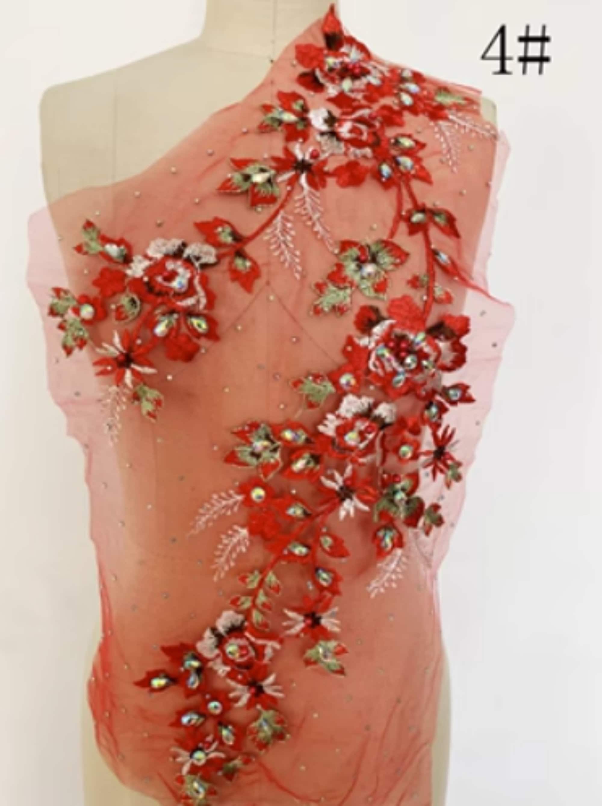 Green Leaves Embroidered Appliques, Big Size Floral Applique Patch ...