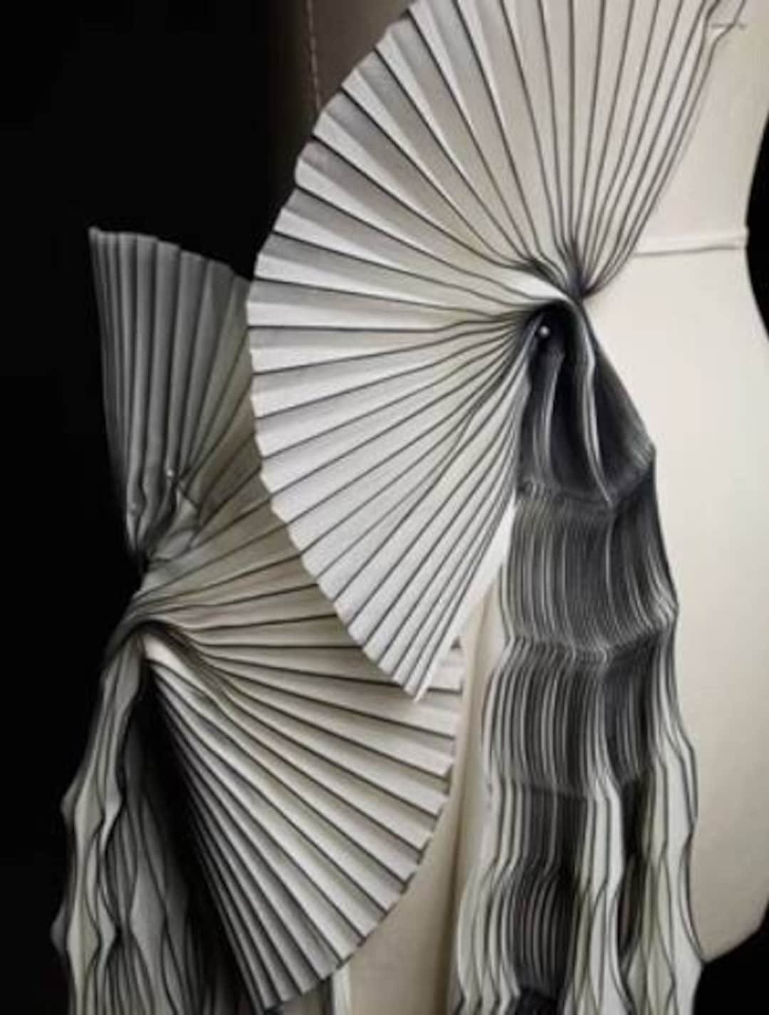 3D Polyester Pleat Fabric, Black Lines Sewing Fabric, 31.5inch Wide ...