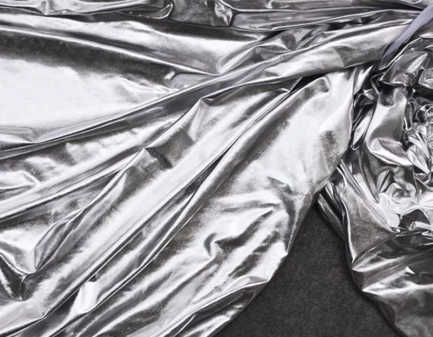 Soft-mirror Stretch Fabric, Shiny Silver-coated Fabric, PU Metallic ...