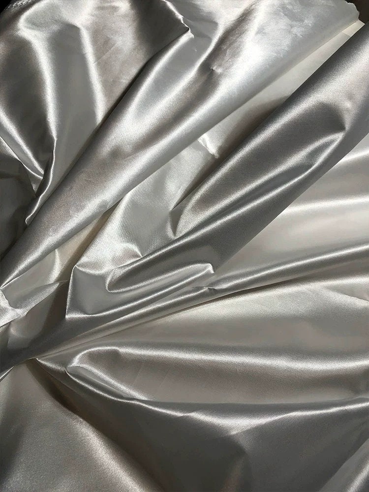 Couture White Satin Fabrics, Shiny Silky Mermaid Fabrics, Reflective ...