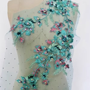 Green Leaves Embroidered Appliques, Big Size Floral Applique Patch ...