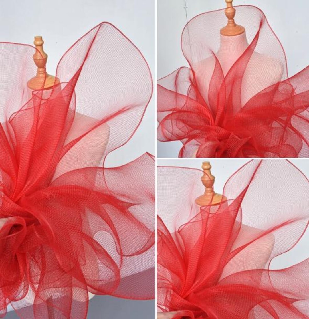 Bright Red Wire Mesh Fabric, Bridal Mesh Fishnet Pattern Fabric ...