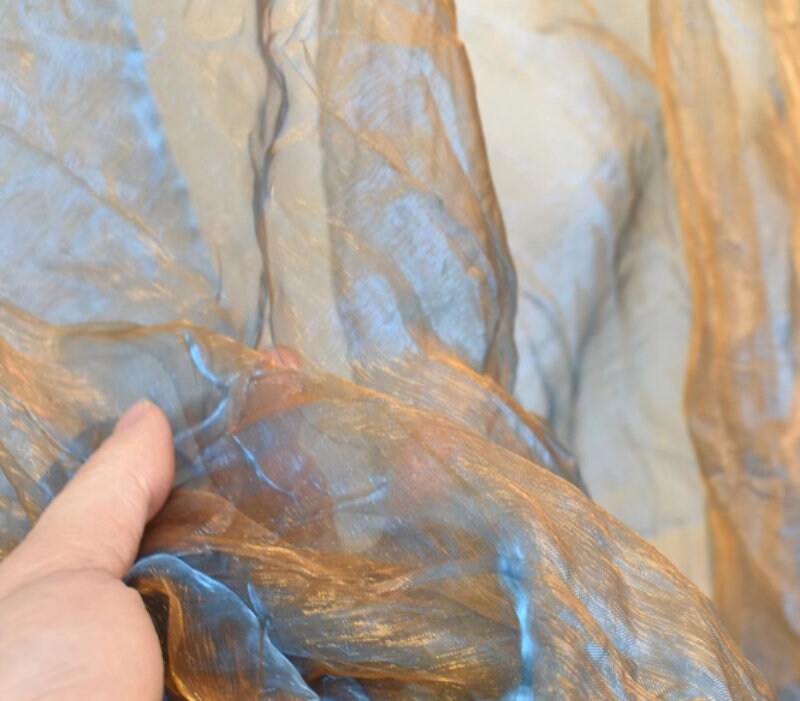 Illusion Gradient Organza Fabric, Metallic Luster Pleat Fabric ...