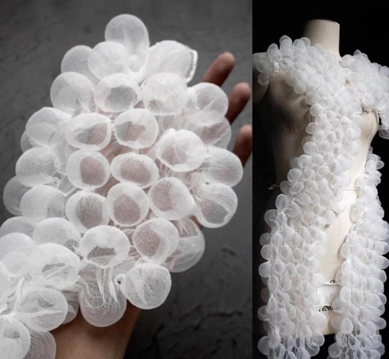 White Bubble Yarn Fabrics, See-through Bubble Modelling Fabrics ...