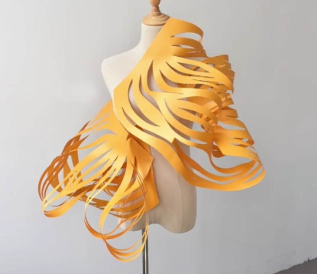 Gold Water Ripple Fabric, Hollow 3D Paper Fabric, Texture Wave Shape ...