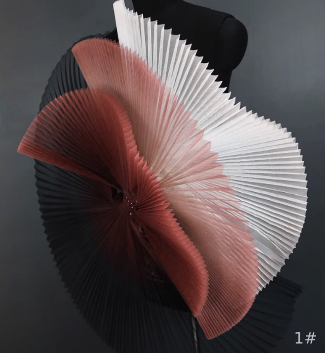 Black Red Gradient Pleat Fabric, Hard Mesh Pleated Fabric, Ruffle 150 ...