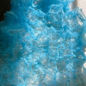 Sea Wave Blue Pleated Organza Fabric, Ruffled Half Meter Fabric, 140cm ...
