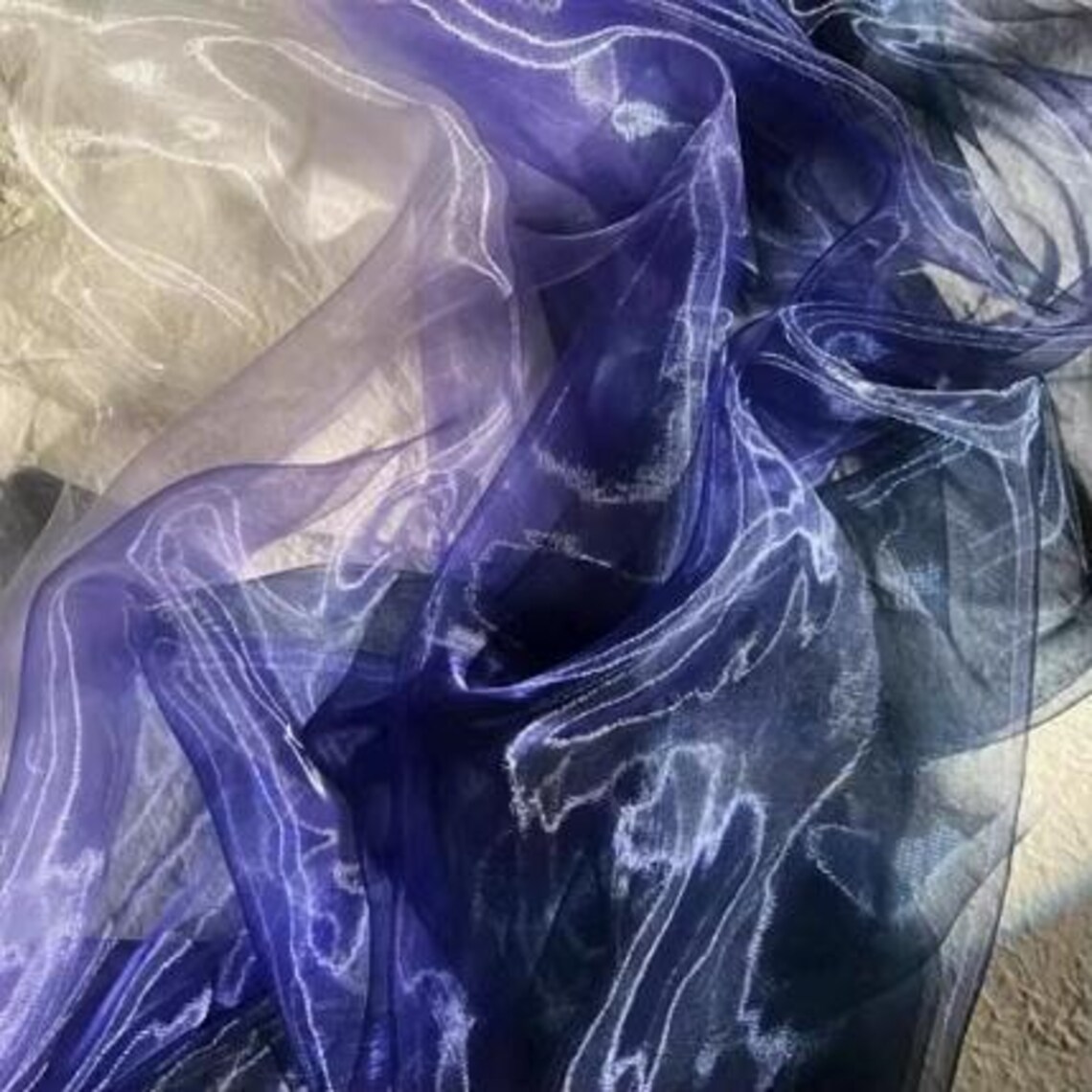 Black-purple Liquid Organza Fabric, Sheer Hanfu Robe Textile ...