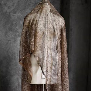 Retro Brown Knitted Mesh Fabric, Hollow See-through Texture Fabric, 57 ...