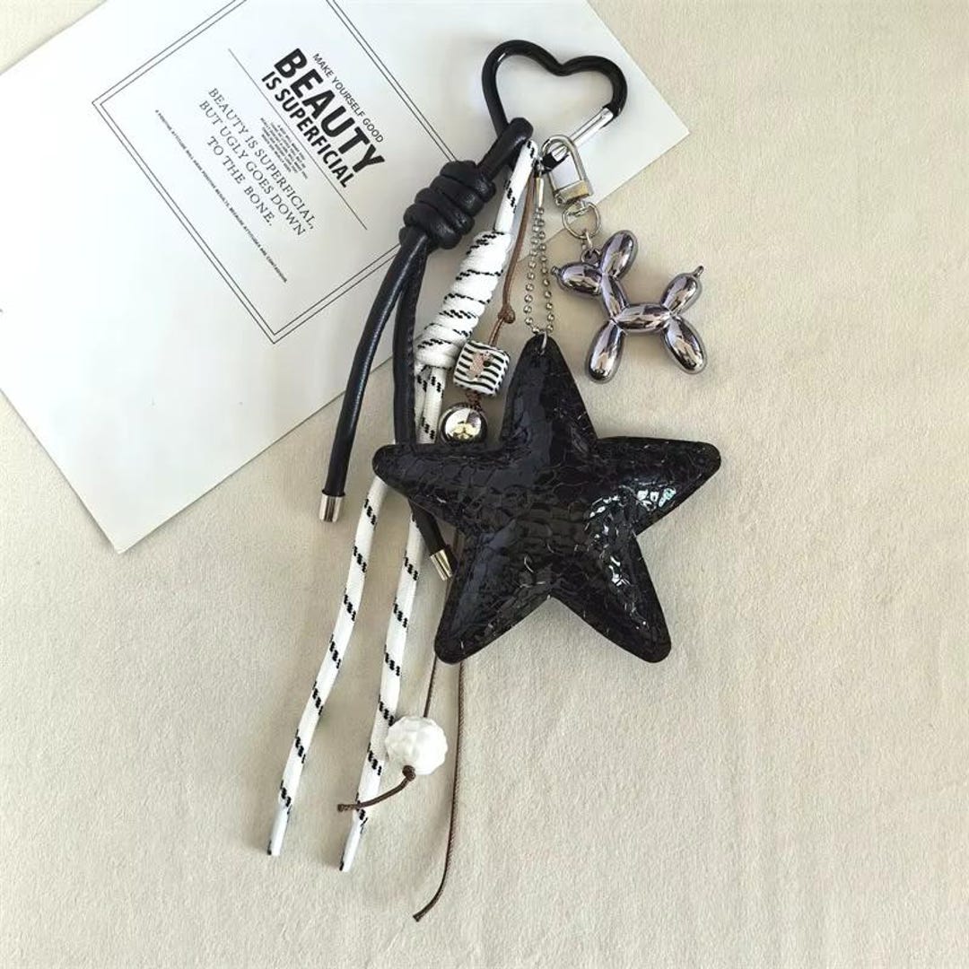 Star Bag Charm Keychain, Puffy Star Balloon Dog Charm, Accessory for ...