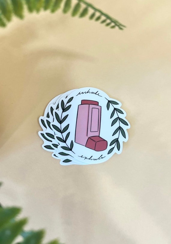 Inhaler Sticker Breathe Sticker Inhale Exhale Sticker Pink - Etsy