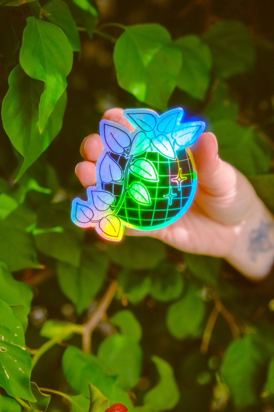 Disco Ball Sticker, Disco Ball Planter Sticker, Plant Sticker ...