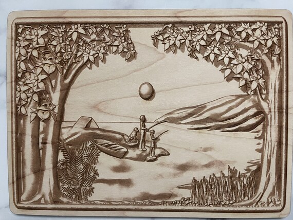 Lake Fishing Sign 3 Designs Digital Files for Engraving 3D | Etsy