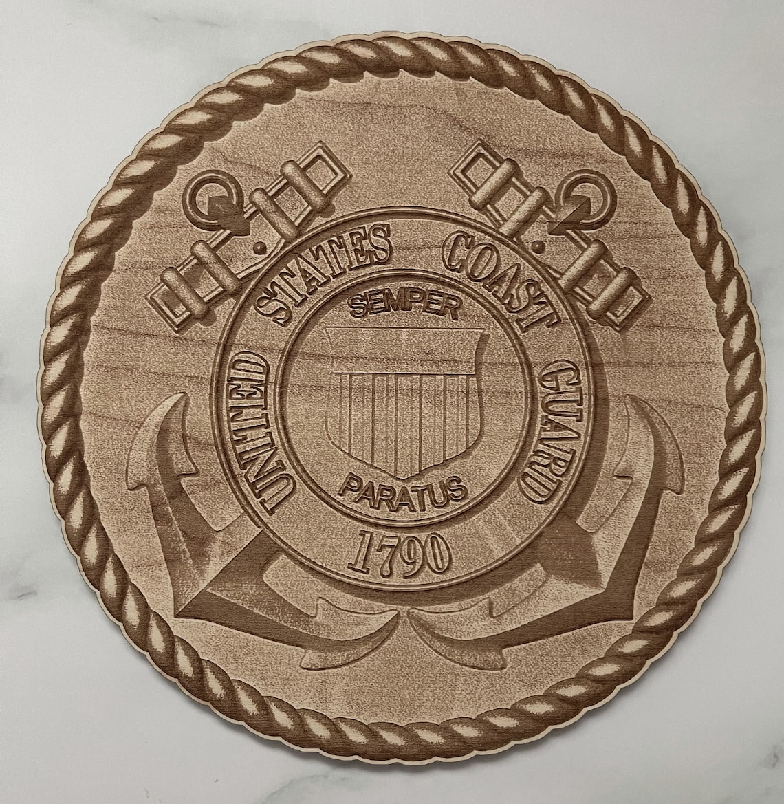 Coast Guard Emblem 3D Illusion Laser Engraved | Etsy