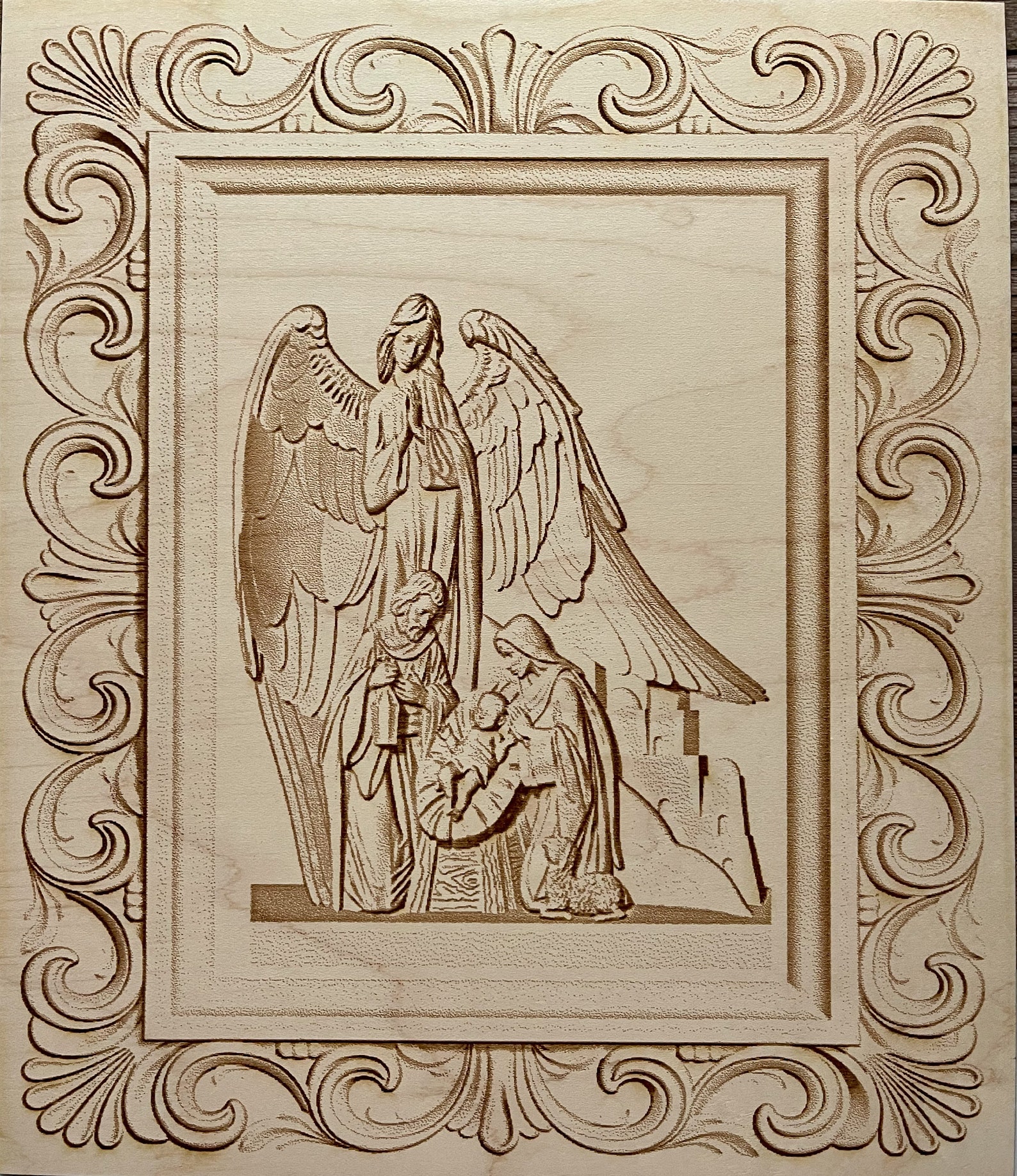 Angel at Birth of Jesus 3D Illusion Laser Engraved - Etsy