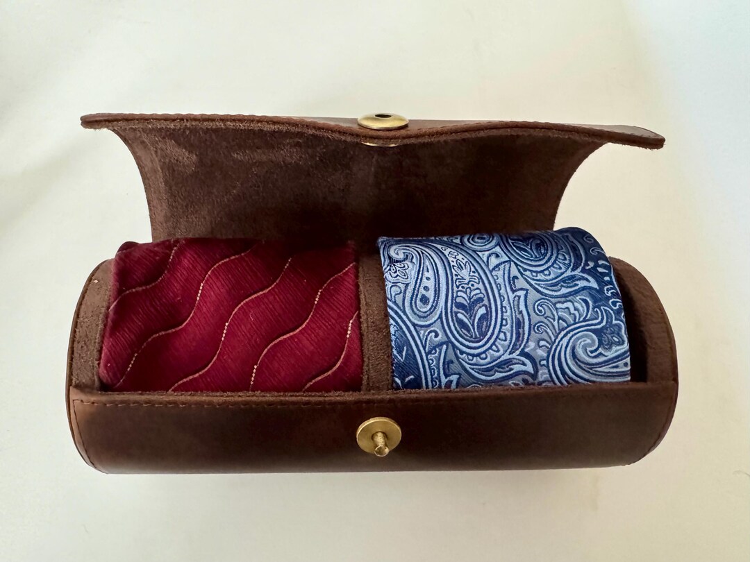 Necktie Travel and Storage Case, Leather Tie Case, Personalized Gift ...