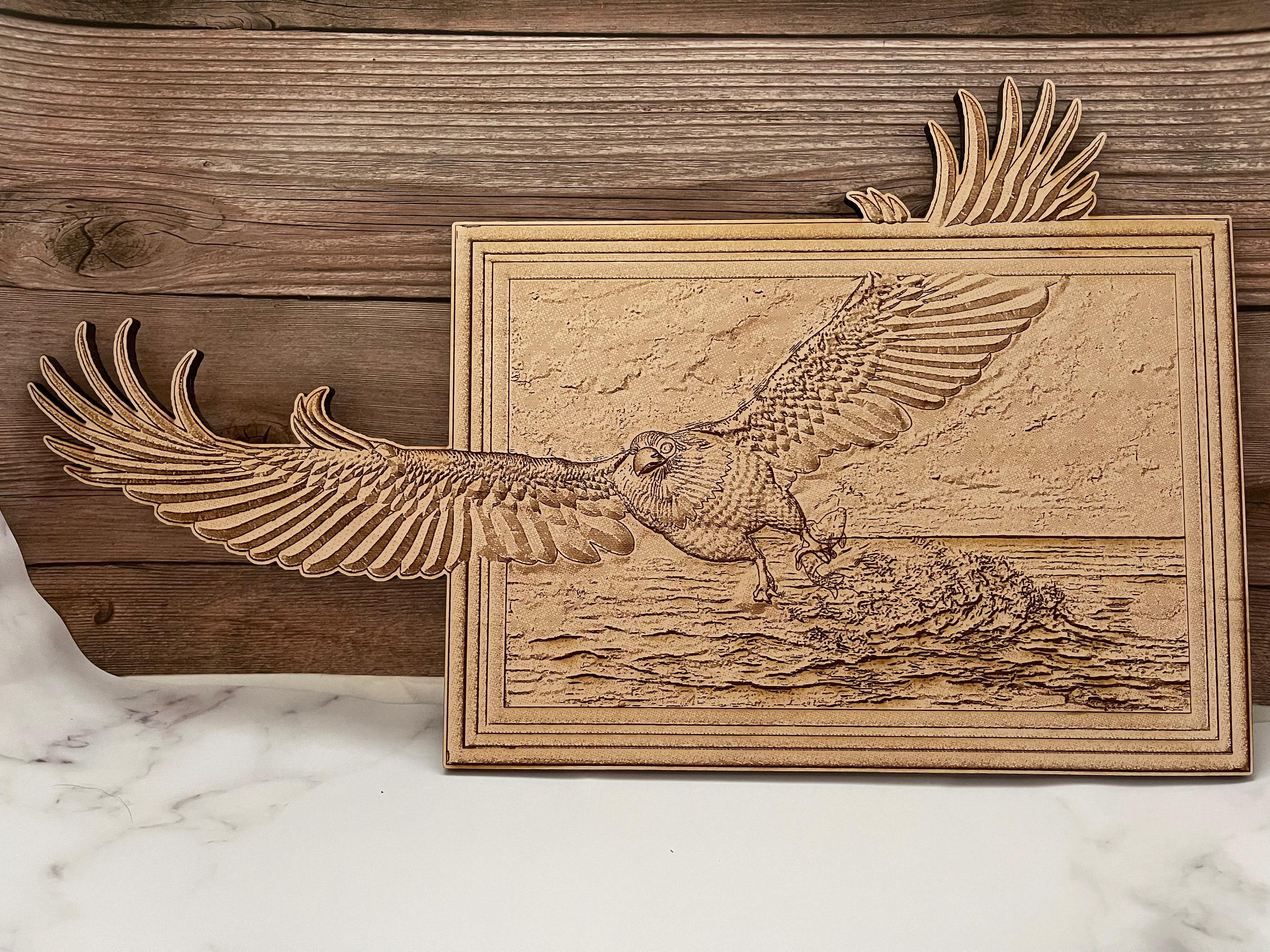 Eagle With Fish 3D Illusion Laser Engraved - Etsy UK