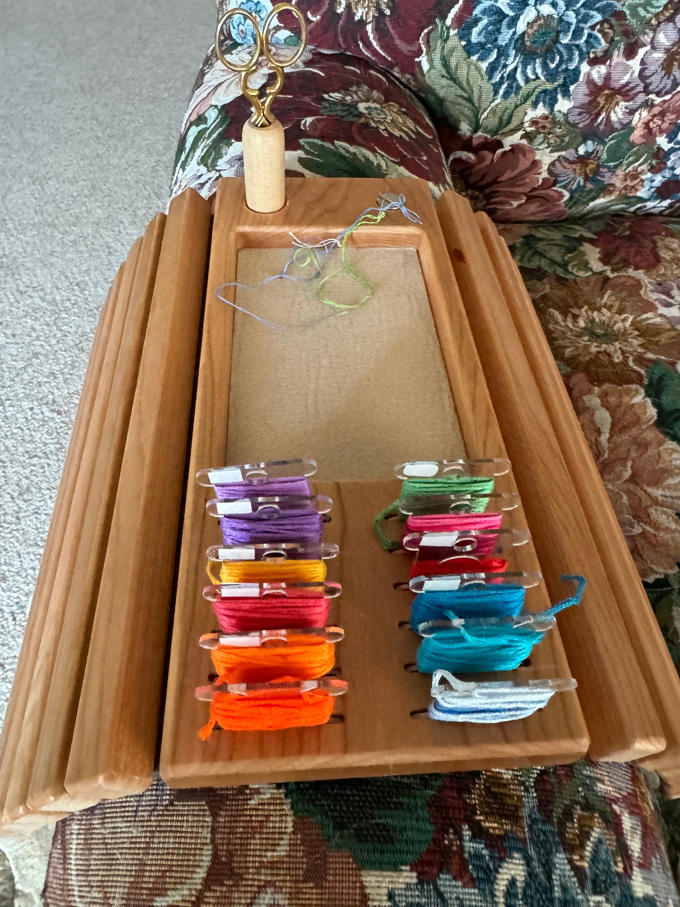 Hand Crafted Adjustable Cherry Wood Sewing Arm Tray: Couch Organizer ...