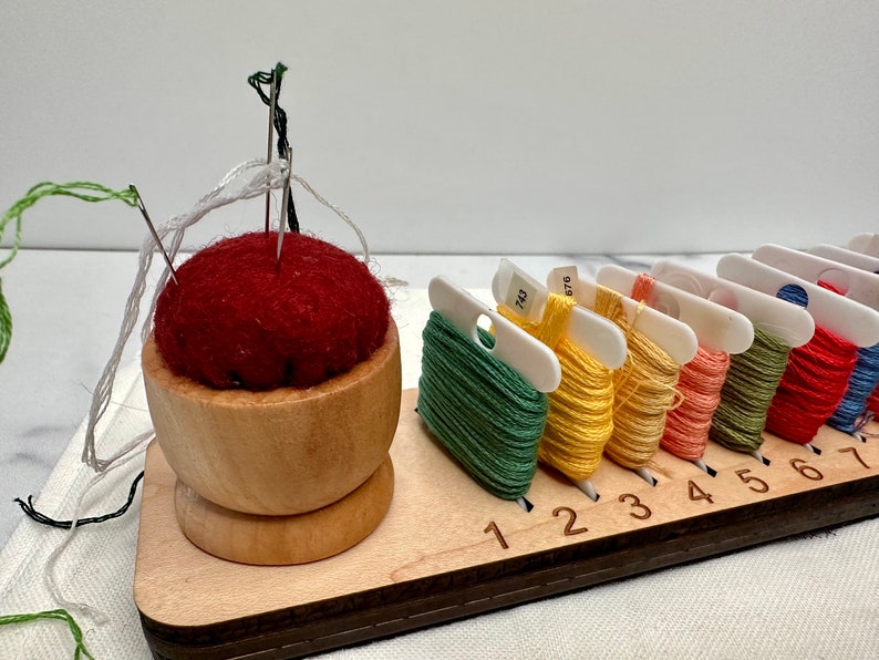 Embroidery Floss Organizer: Walnut or Maple, With Pin Cushion - Etsy