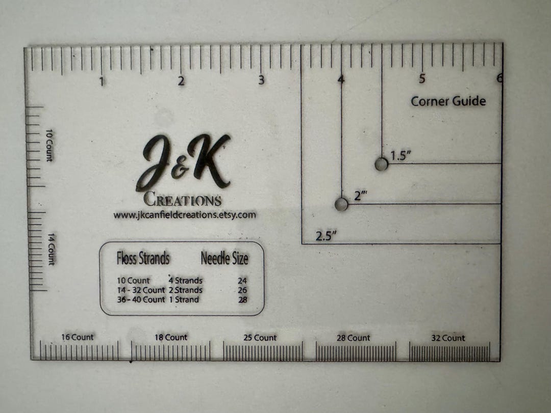 Cross Stitch Reference Tool: 6" Ruler, Thread Count & Corner Guide - Etsy