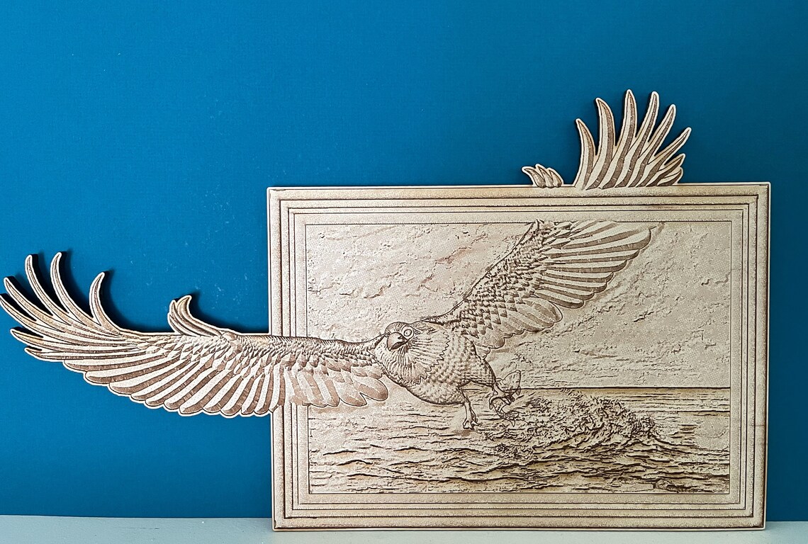 Eagle With Fish - 3D Illusion Digital File for Laser Engraving - Etsy