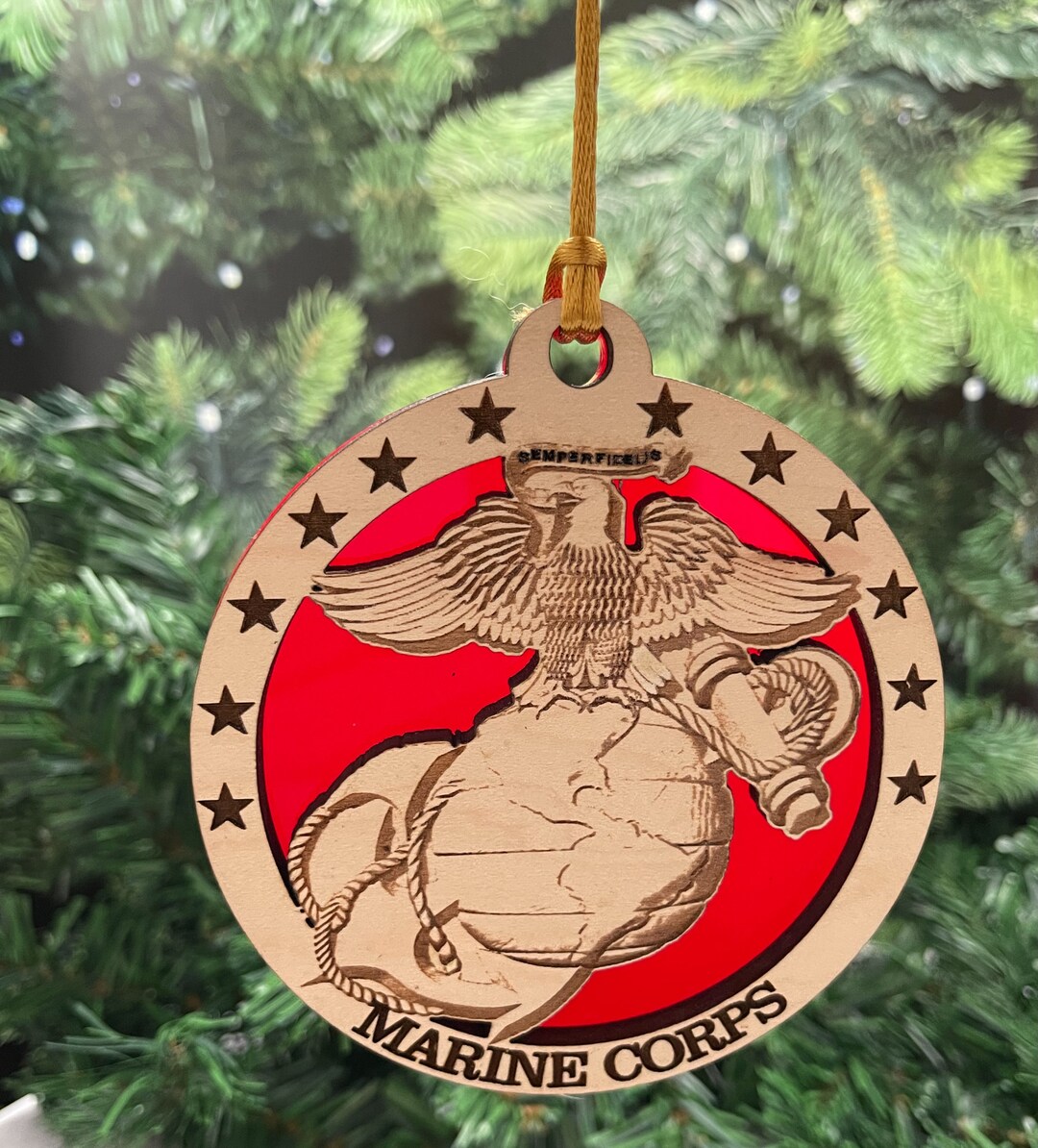 USMC, Marine Corps Emblem Ornament, Military Ornament, Marine Ornament ...