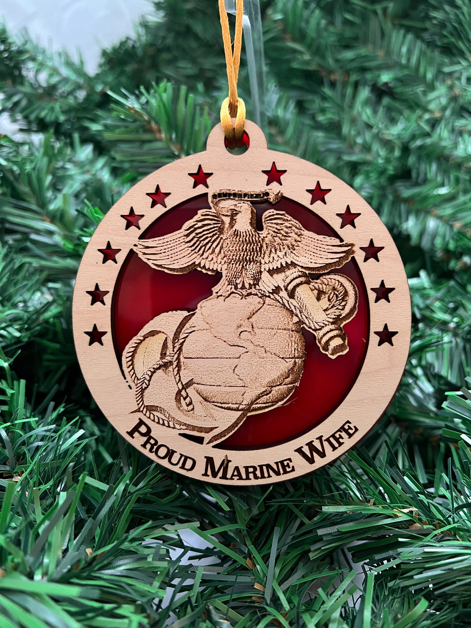 Proud Marine Wife/husband - USMC, Marine Corps Emblem Ornament ...