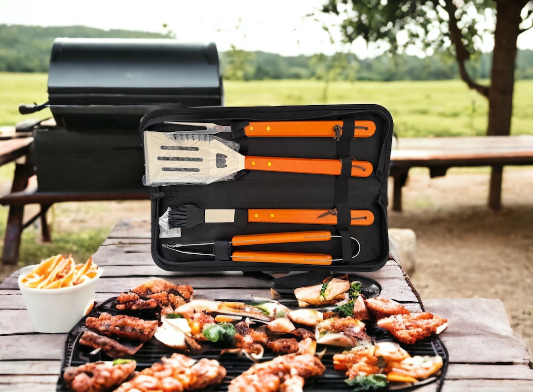 Personalized BBQ Tool Set: Stainless Steel Grill Kit With Case - Etsy