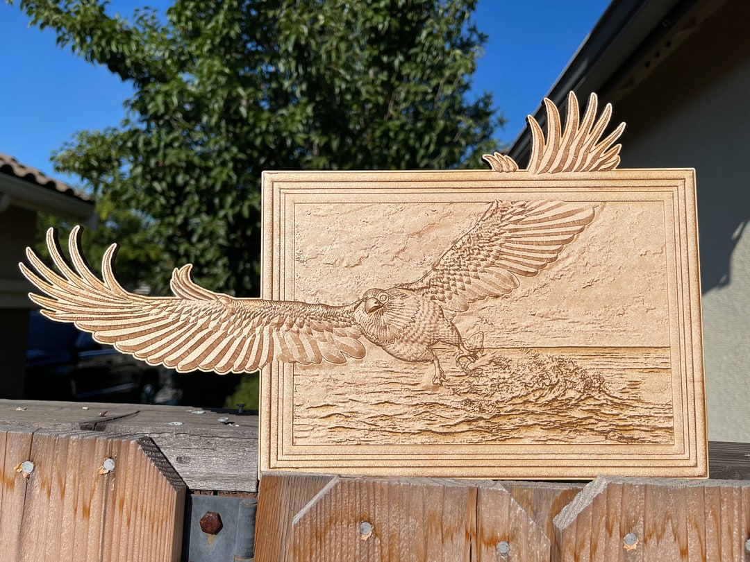 Eagle With Fish - 3D Illusion Laser Engraved - Etsy