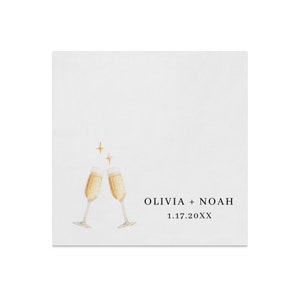 Elegant Custom Napkin With Champagne Toast, Personalized Napkins for ...