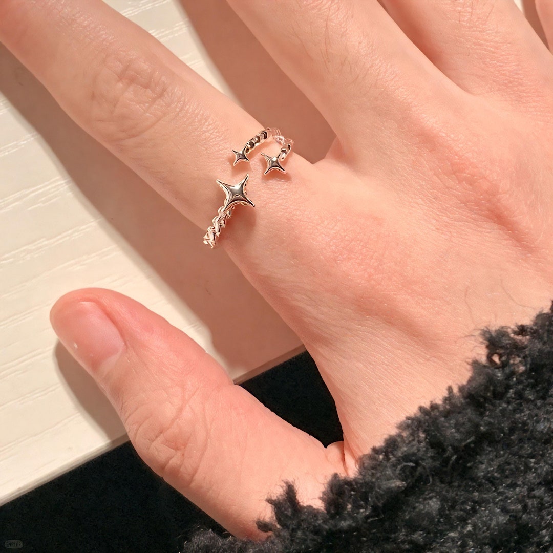 Star Cluster Wrap Ring in Sterling Silver Adjustable Open Ring - Etsy