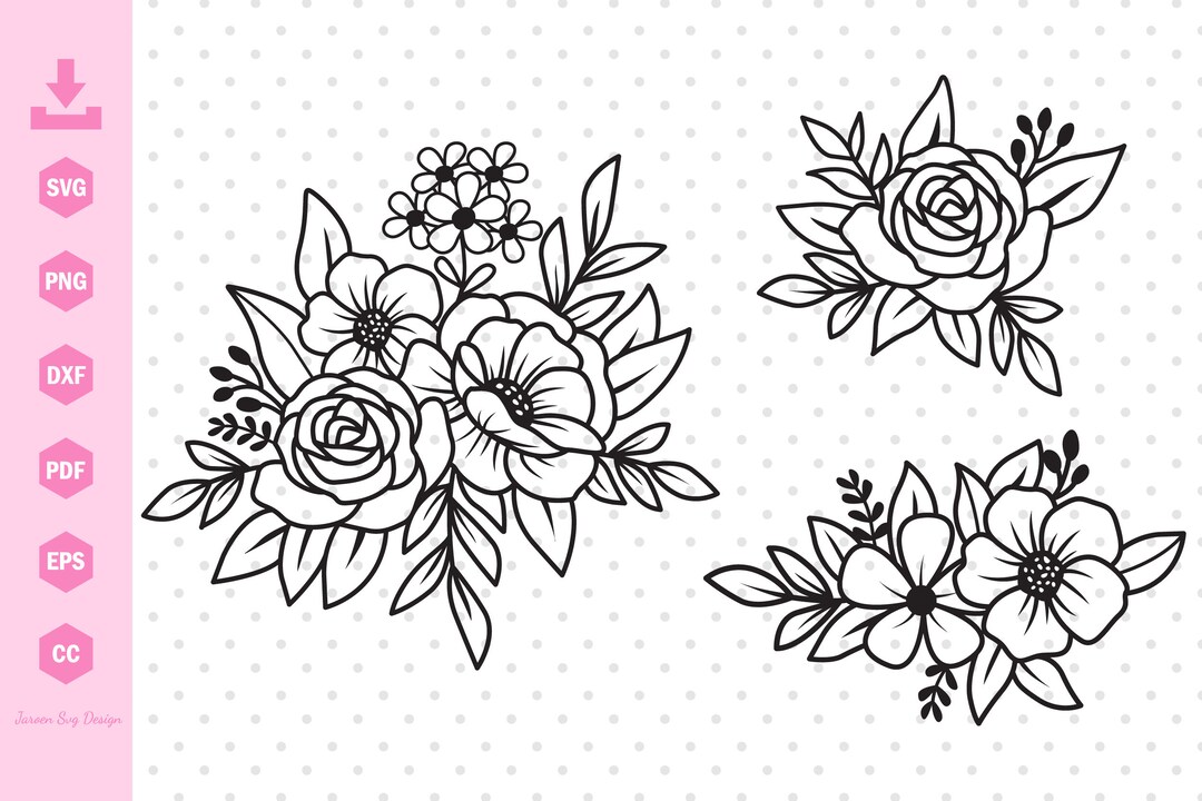 Flower Svg Bundle, Flower Svg, Flower Bouquet Svg, Floral Svg, Flower ...