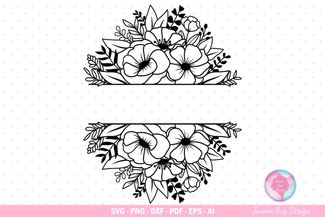 Floral Split Svg, Flower Frame Svg, Flower Svg, Flower Border Svg ...