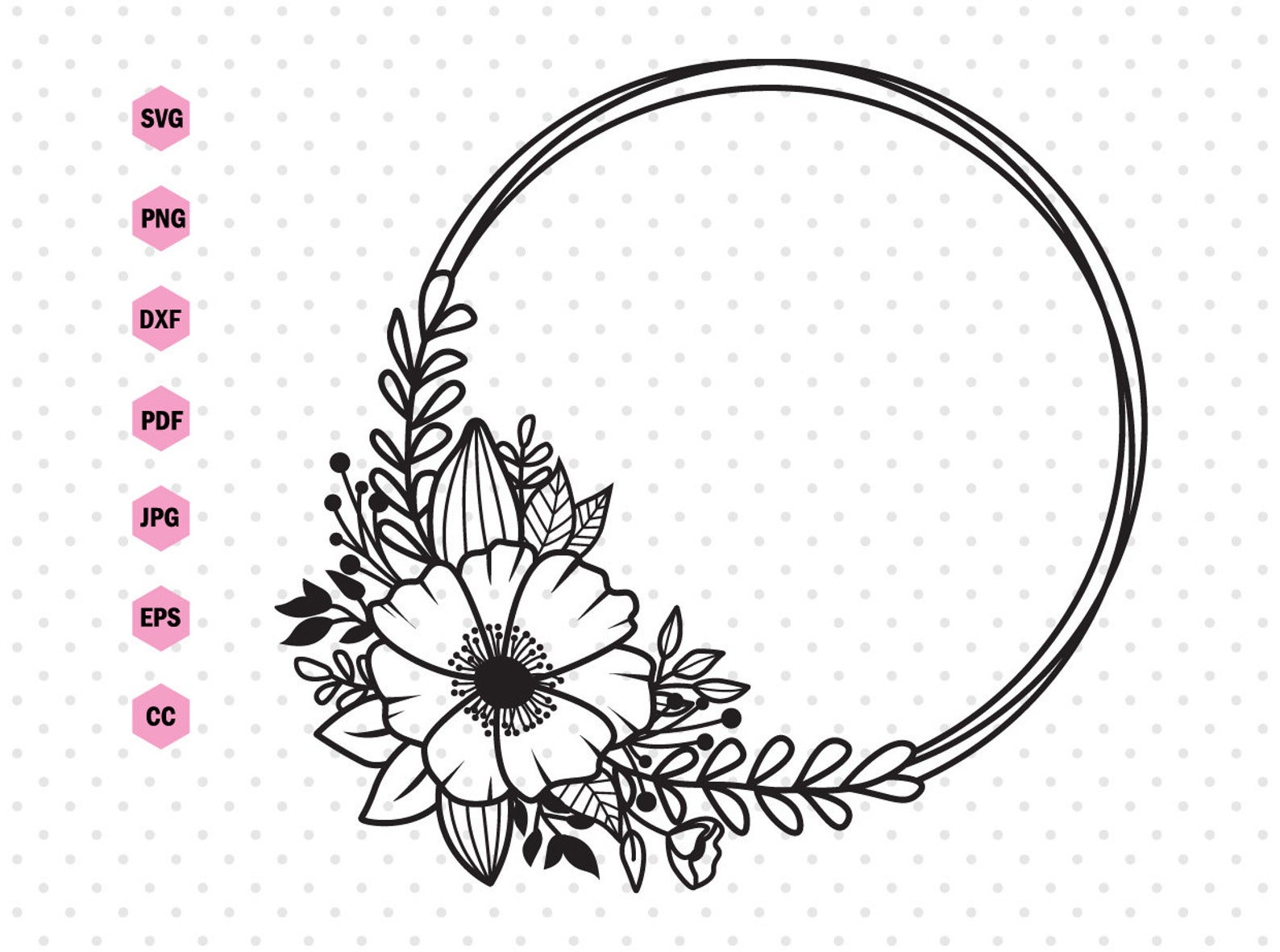 Couronne florale en SVG Svg floral cadre floral Svg cadre - Etsy France