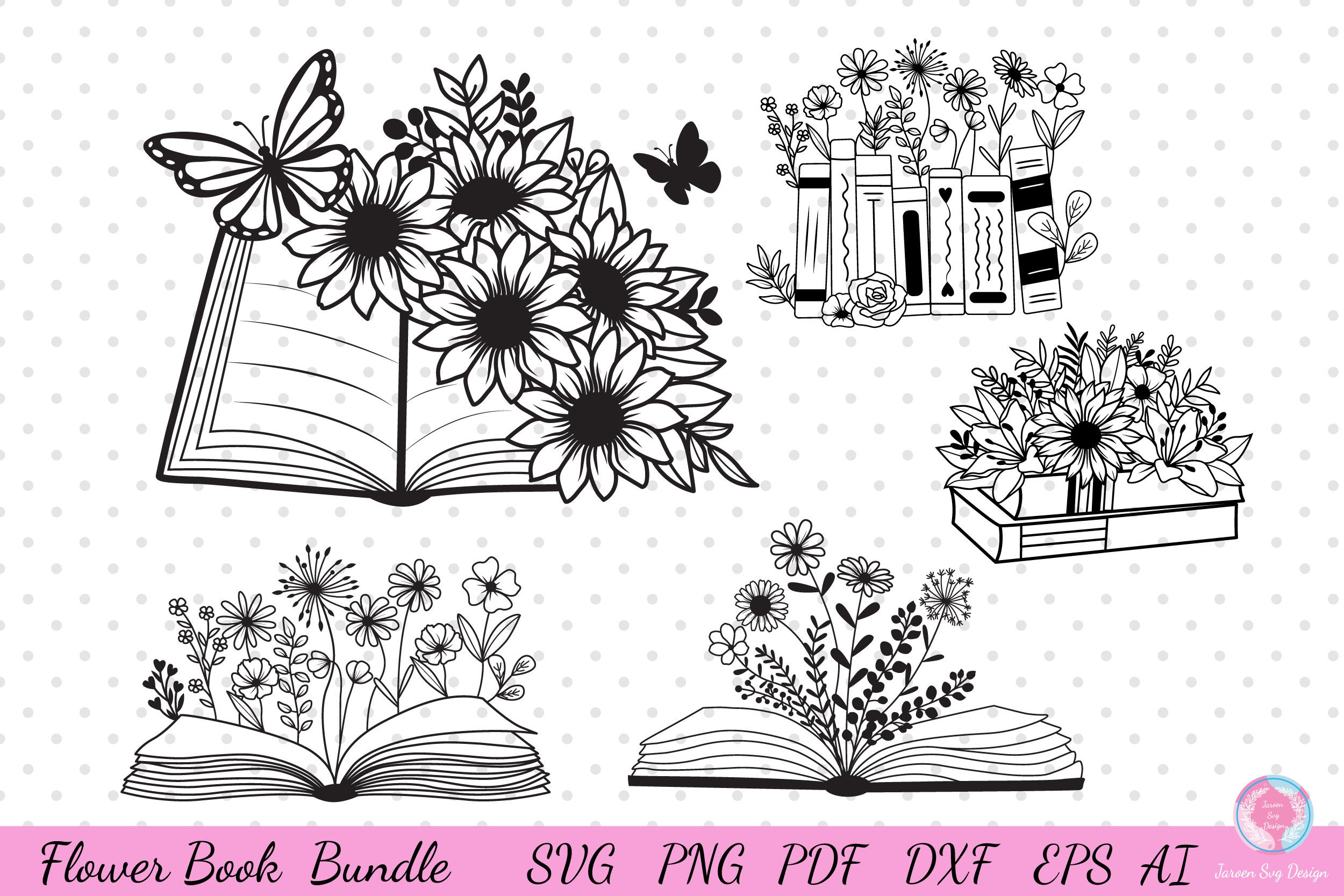 Flower Book Svg, Flower Svg, Book With Flower,reading Svg,flower Book ...